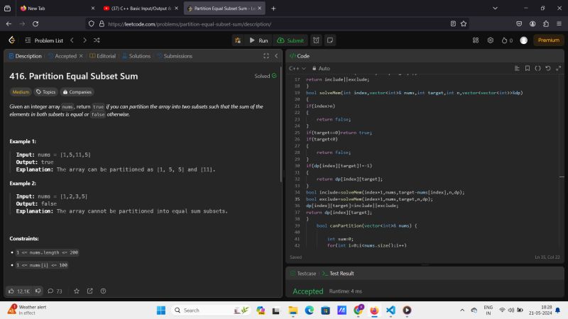 Kailash Joshi on LinkedIn: @LeetCode 416. Partition Equal Subset Sum by ... Kailash Joshi on LinkedIn: @LeetCode 416. Partition Equal Subset Sum by ...