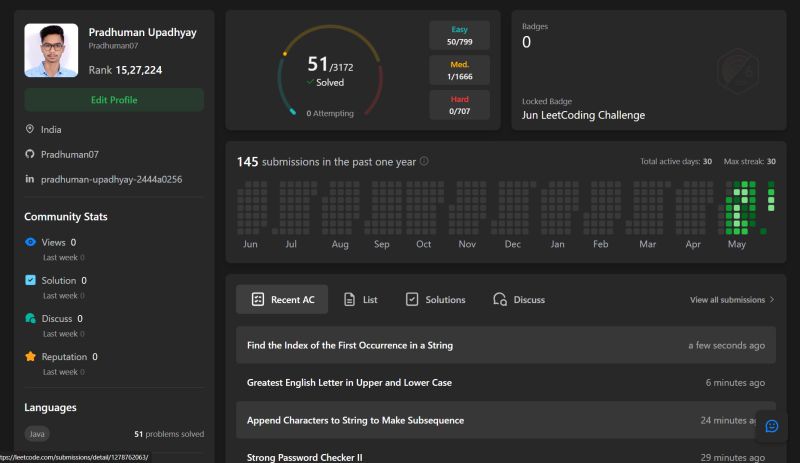 30 days of problem-solving on Leetcode | Pradhuman Upadhyay posted on ... 30 days of problem-solving on Leetcode | Pradhuman Upadhyay posted on ...