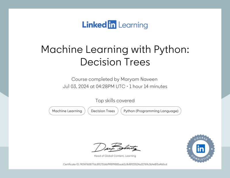 Maryam Naveen on LinkedIn: Certificate of Completion Maryam Naveen on LinkedIn: Certificate of Completion