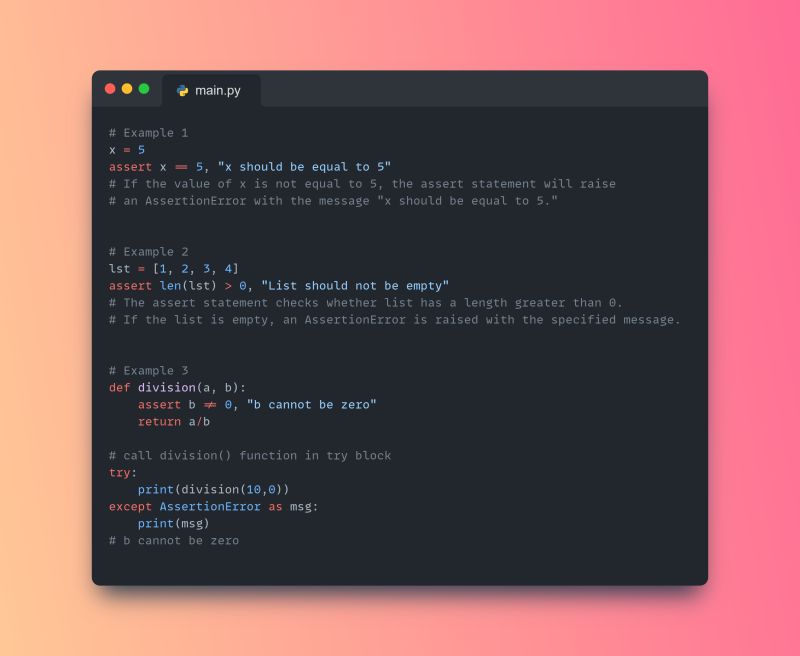 How assert statement works in Python | Sunil Balas posted on the topic ... How assert statement works in Python | Sunil Balas posted on the topic ...