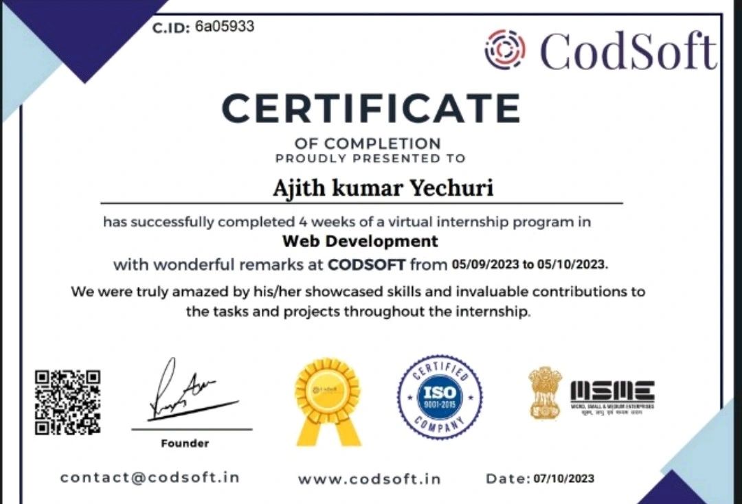 Ajith kumar Yechuri on LinkedIn: Excitedπ₯ to share this ππ« Ajith kumar Yechuri on LinkedIn: Excitedπ₯ to share this ππ«