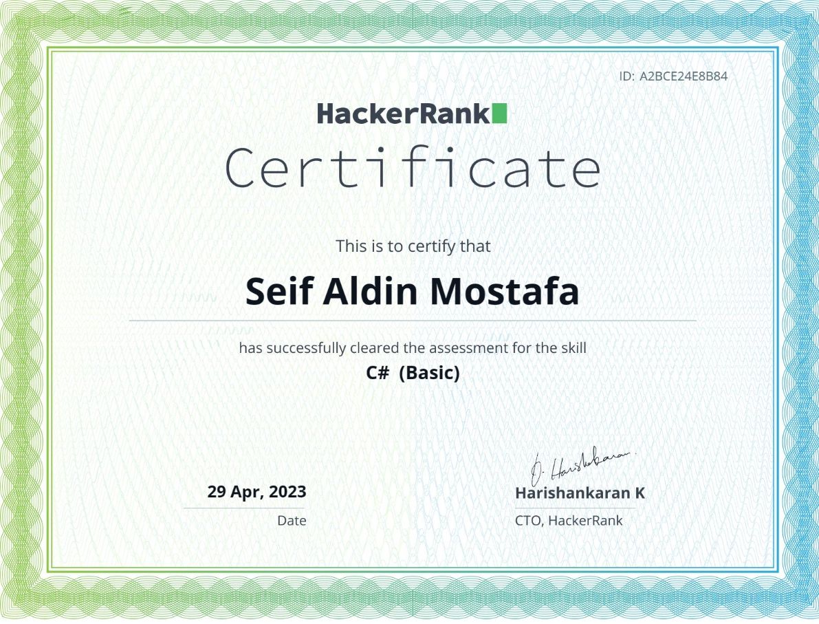 Seif Aldin Mostafa on LinkedIn: #hackerrank #problemsolving # ... Seif Aldin Mostafa on LinkedIn: #hackerrank #problemsolving # ...