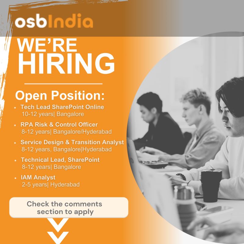 OSBIndia Private Limited on LinkedIn: #hiring #hiringnow #cfbr | 13 ... OSBIndia Private Limited on LinkedIn: #hiring #hiringnow #cfbr | 13 ...