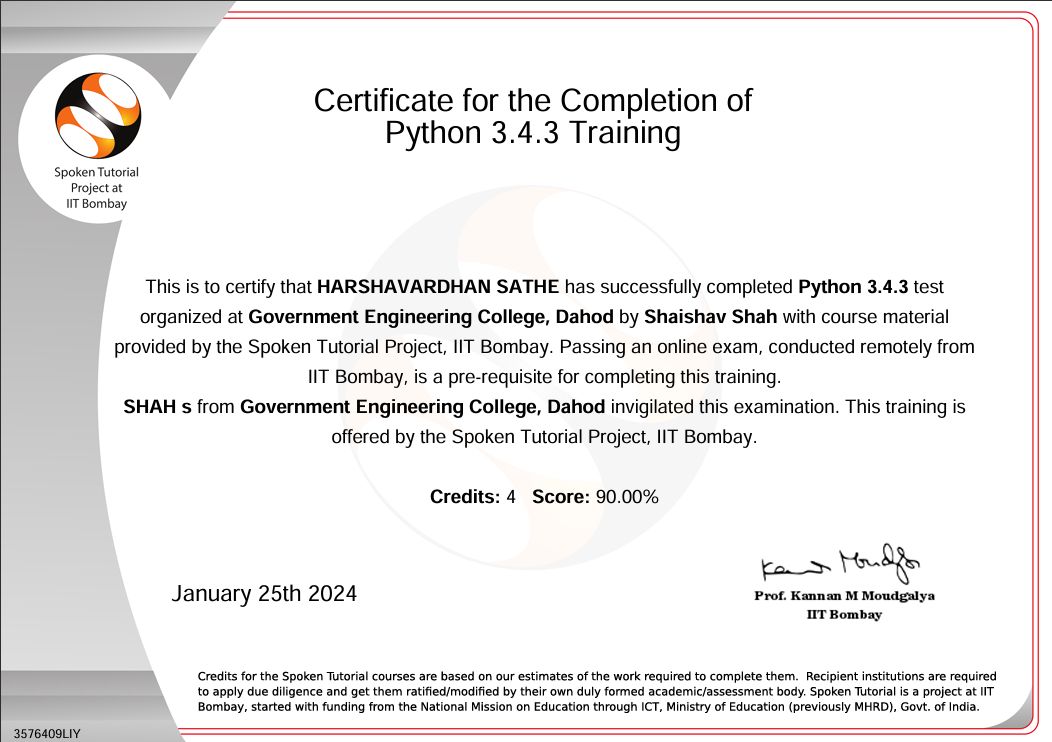 HARSHAVARDHAN SATHE on LinkedIn: #python #python3 #pythoncertification ... HARSHAVARDHAN SATHE on LinkedIn: #python #python3 #pythoncertification ...