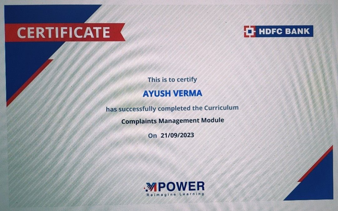 Ayush Verma on LinkedIn: #mpower #hdfcbank Ayush Verma on LinkedIn: #mpower #hdfcbank