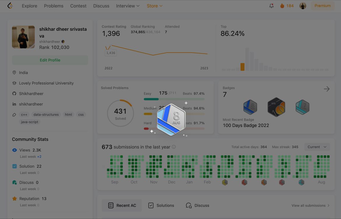 shikhar dheer srivastava on LinkedIn: #leetcode #leetcodestreak # ... shikhar dheer srivastava on LinkedIn: #leetcode #leetcodestreak # ...