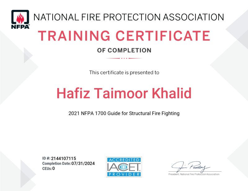 Hafiz Taimoor Khalid on LinkedIn: #nfpa #structuralfirefighting Hafiz Taimoor Khalid on LinkedIn: #nfpa #structuralfirefighting