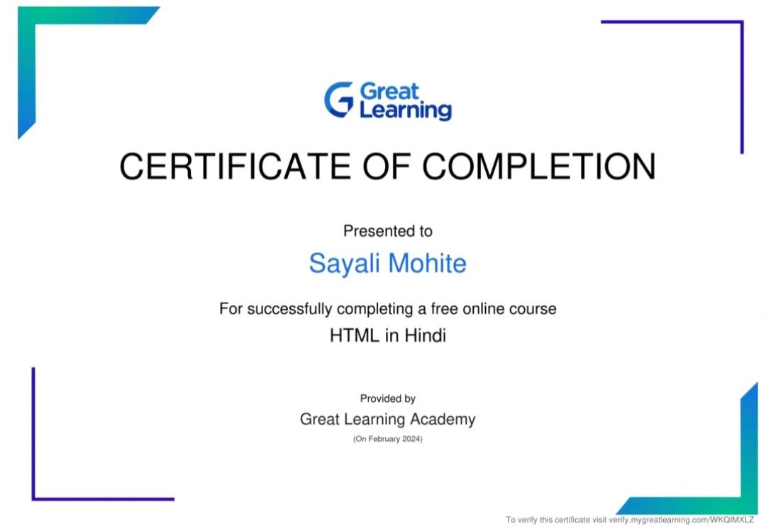 Sayali Mohite on LinkedIn: #html #greatlearning Sayali Mohite on LinkedIn: #html #greatlearning