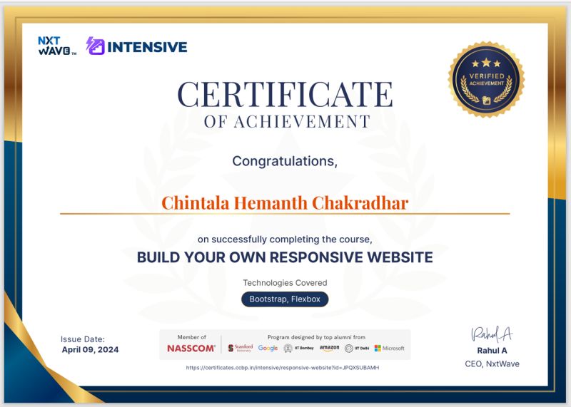 Hemanth Chakradhar Chintala on LinkedIn: #ccbp #nxtwave #html #css #website Hemanth Chakradhar Chintala on LinkedIn: #ccbp #nxtwave #html #css #website
