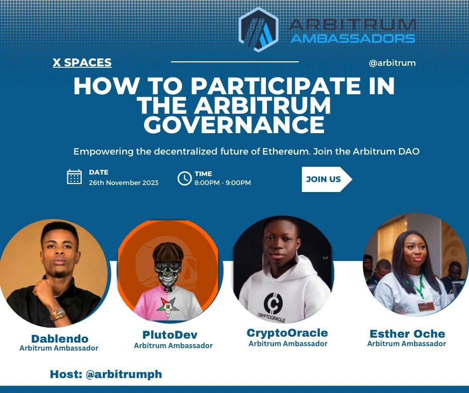 Esther Oche on LinkedIn: I will speak on Arbitrum Governance on 25th of ... Esther Oche on LinkedIn: I will speak on Arbitrum Governance on 25th of ...