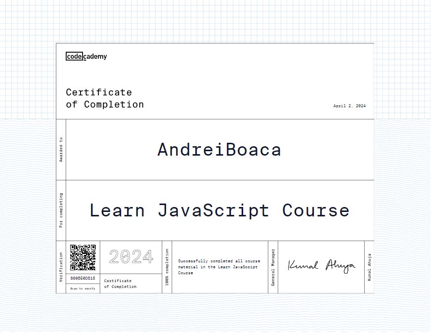 Andrei Boacă on LinkedIn: #codecademy #javascript #webdev Andrei Boacă on LinkedIn: #codecademy #javascript #webdev