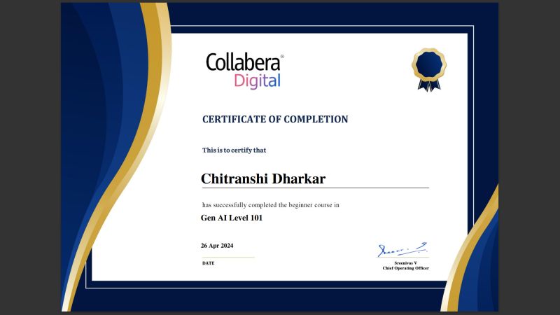 Chitranshi Dharkar on LinkedIn: Excited to announce my completion of ... Chitranshi Dharkar on LinkedIn: Excited to announce my completion of ...