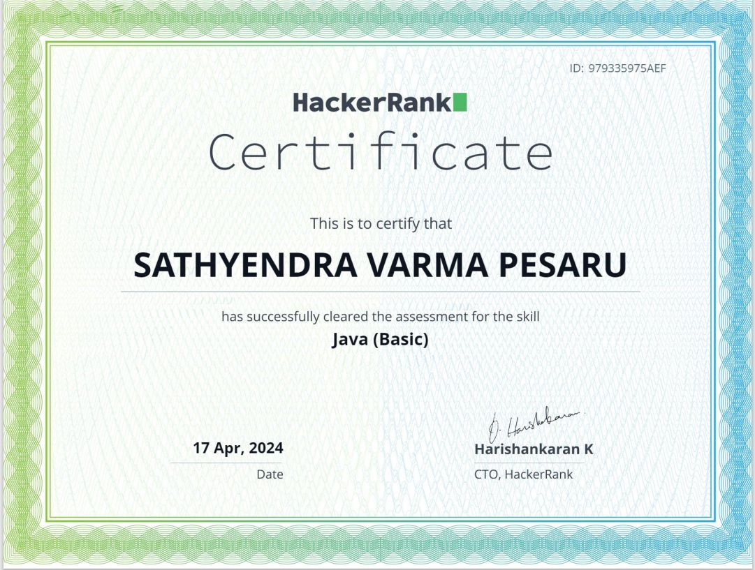 SATHYENDRA VARMA PESARU on LinkedIn: #certificate #java # ... SATHYENDRA VARMA PESARU on LinkedIn: #certificate #java # ...