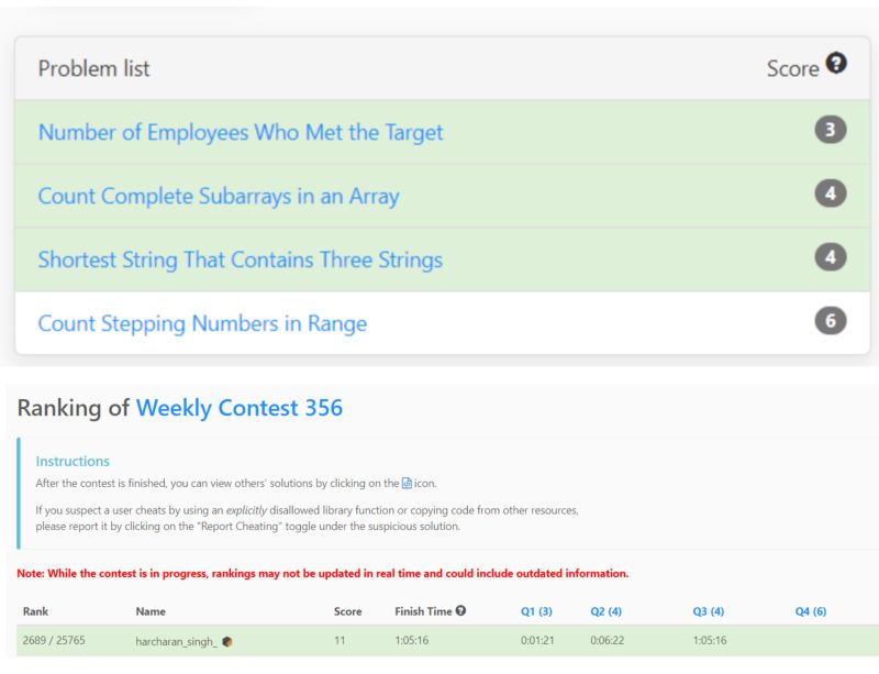 Harcharanpreet Singh on LinkedIn: #leetcodeweeklycontest #codingjourney ... Harcharanpreet Singh on LinkedIn: #leetcodeweeklycontest #codingjourney ...
