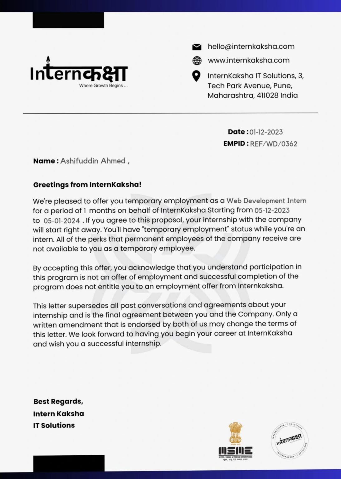 Ashifuddin Ahmed on LinkedIn: Internkaksha IT Solutions Ashifuddin Ahmed on LinkedIn: Internkaksha IT Solutions
