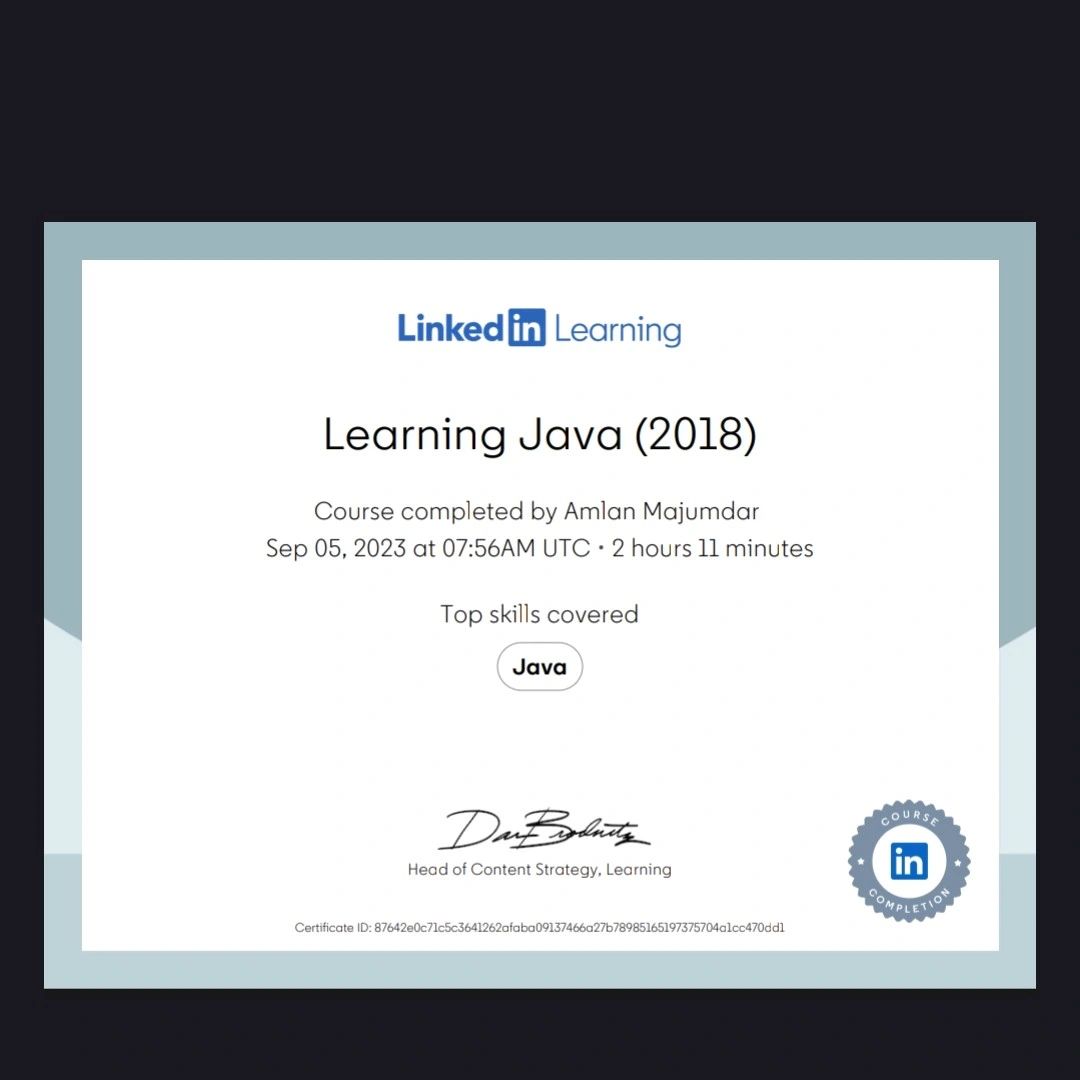 Amlan Majumdar on LinkedIn: #javalearning #javaprogramming #coding # ... Amlan Majumdar on LinkedIn: #javalearning #javaprogramming #coding # ...