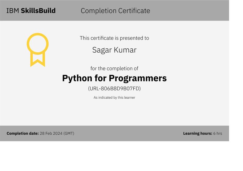 Sagar Kumar on LinkedIn: #python #pythoncertified #codingjourney Sagar Kumar on LinkedIn: #python #pythoncertified #codingjourney
