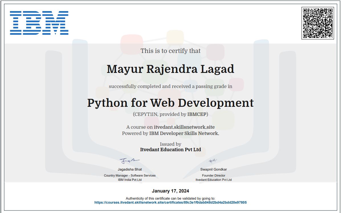 Mayur Lagad on LinkedIn: #python #webdevelopment #ibm # ... Mayur Lagad on LinkedIn: #python #webdevelopment #ibm # ...