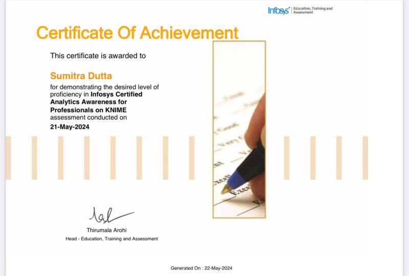 Earned KNIME certification for data analytics | Sumitra Dutta posted on ... Earned KNIME certification for data analytics | Sumitra Dutta posted on ...