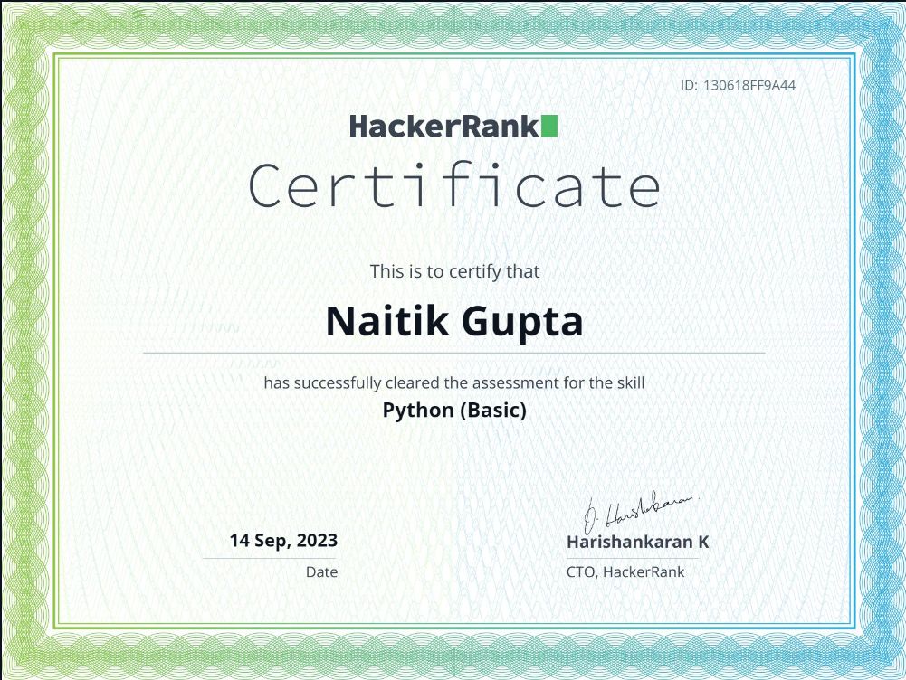 Naitik Gupta on LinkedIn: #connections #python #certification # ... Naitik Gupta on LinkedIn: #connections #python #certification # ...