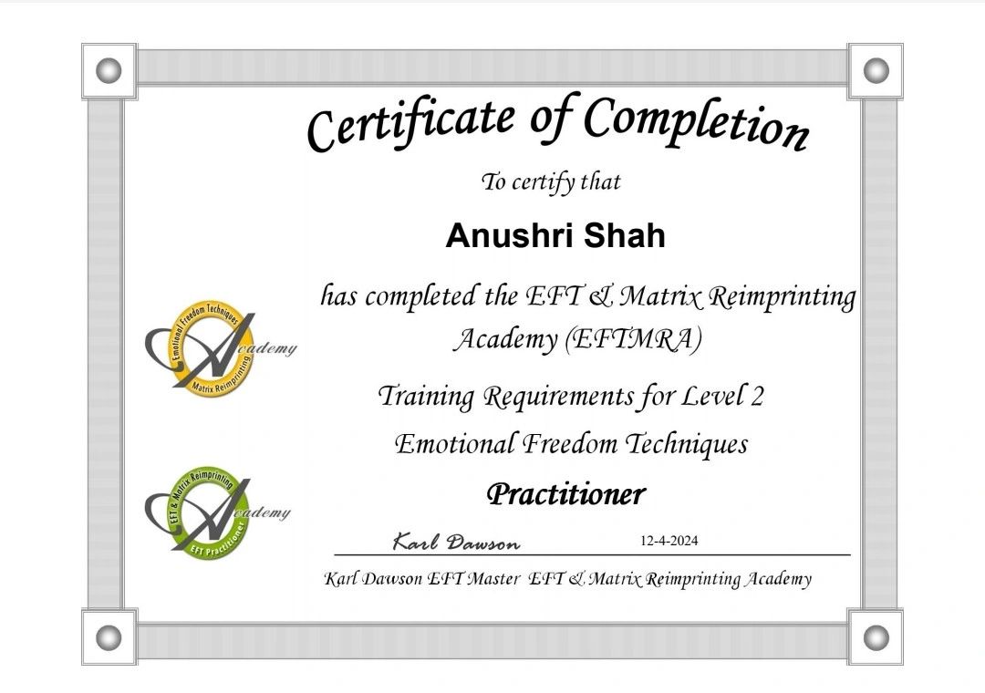 Anushri Shah on LinkedIn: #mentalhealth #griefsupport #eftpractitioner Anushri Shah on LinkedIn: #mentalhealth #griefsupport #eftpractitioner