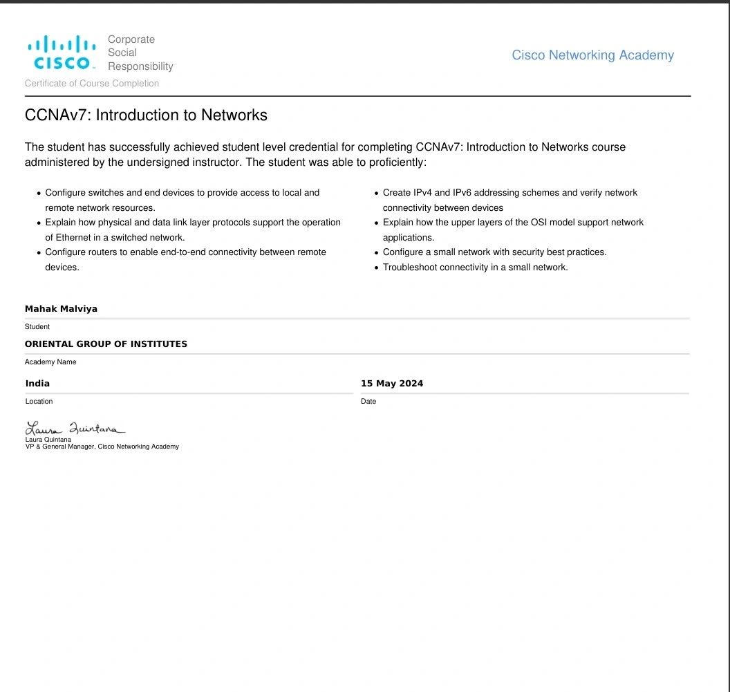 Mahak Malviya on LinkedIn: I am completely introduction to networks ... Mahak Malviya on LinkedIn: I am completely introduction to networks ...
