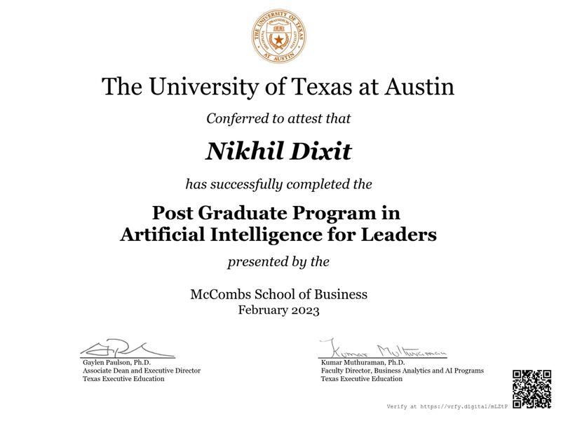 Nikhil Dixit on LinkedIn: #universityoftexas #artificialintelligence # ... Nikhil Dixit on LinkedIn: #universityoftexas #artificialintelligence # ...