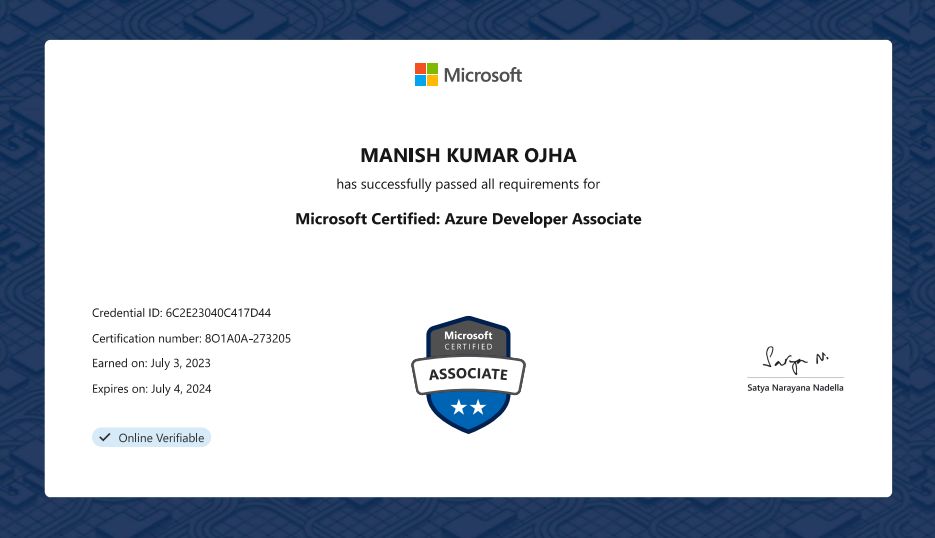MANISH OJHA on LinkedIn: #azure #developer #microsoft MANISH OJHA on LinkedIn: #azure #developer #microsoft