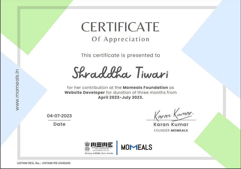 Shraddha Tiwari on LinkedIn: #momeals #developer #certification # ... Shraddha Tiwari on LinkedIn: #momeals #developer #certification # ...