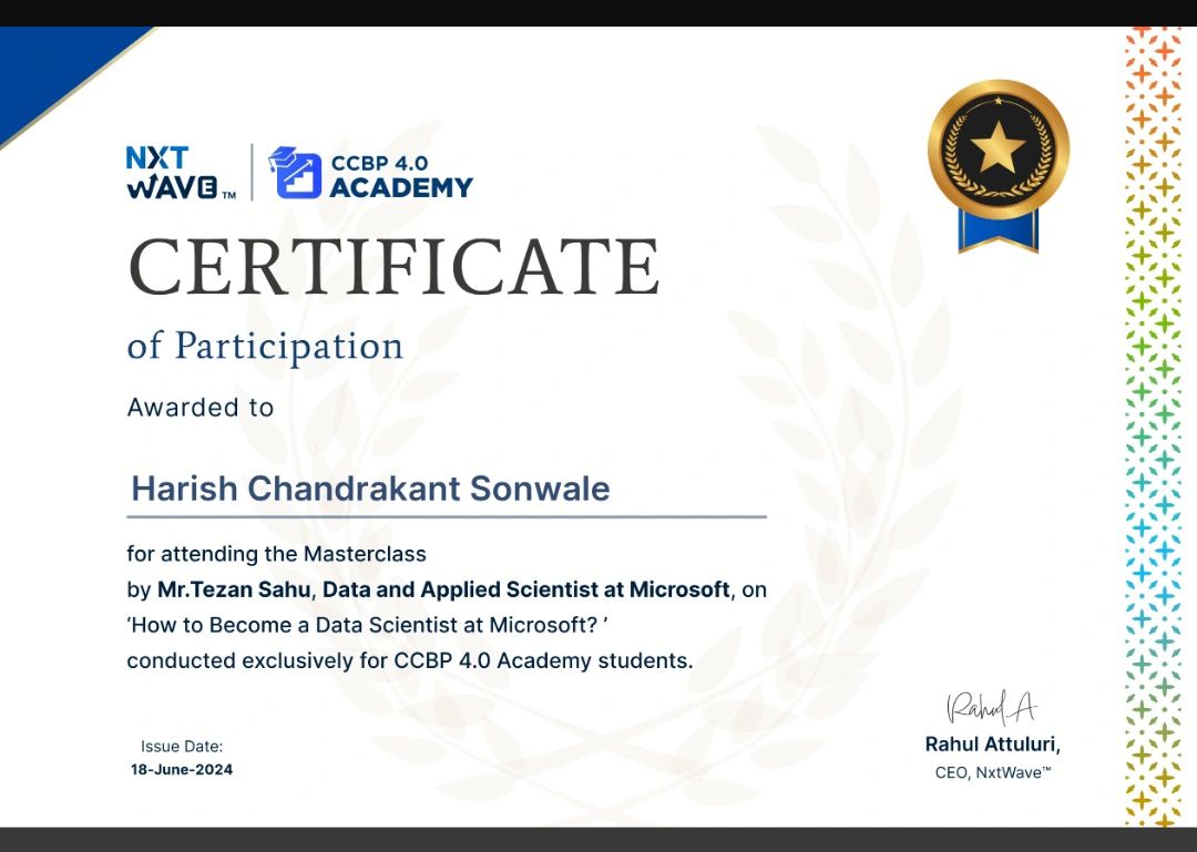 Harish Sonwale on LinkedIn: #certificateachievement #datascience # ... Harish Sonwale on LinkedIn: #certificateachievement #datascience # ...