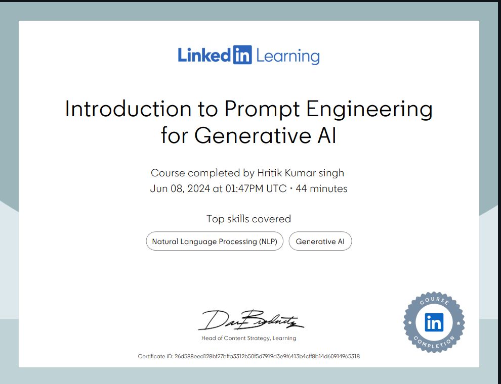 Hritik Kumar singh on LinkedIn: Thrilled to share that I've completed ... Hritik Kumar singh on LinkedIn: Thrilled to share that I've completed ...