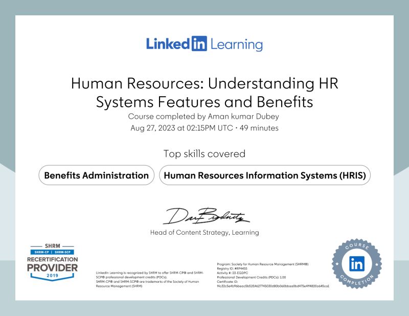 Aman kumar Dubey on LinkedIn: Certificate of Completion Aman kumar Dubey on LinkedIn: Certificate of Completion