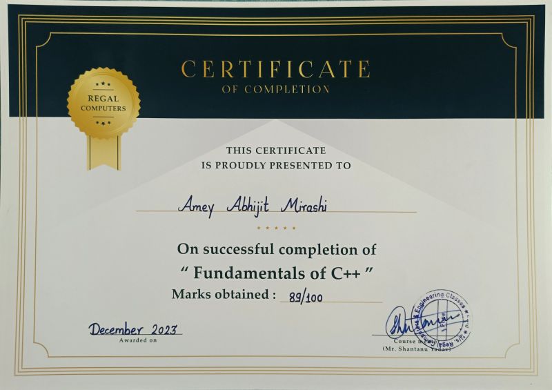 Amey Mirashi on LinkedIn: #certification #cplusplus #programming # ... Amey Mirashi on LinkedIn: #certification #cplusplus #programming # ...