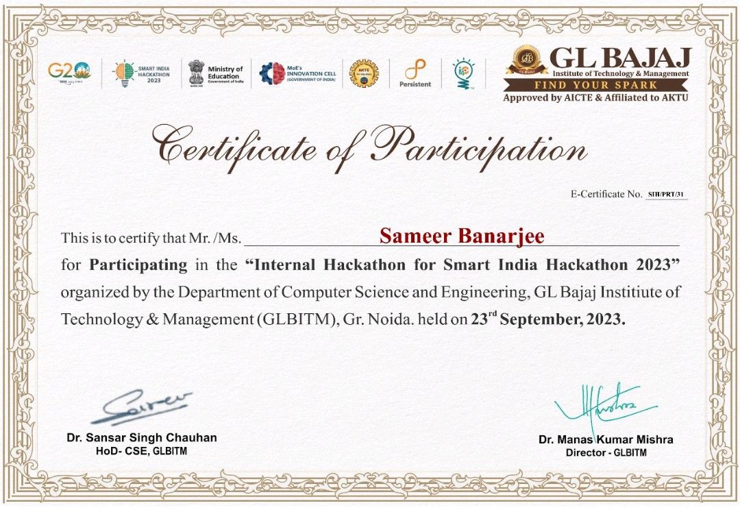 Sameer Banarjee on LinkedIn: #sih2023 #teamwork #hackathon Sameer Banarjee on LinkedIn: #sih2023 #teamwork #hackathon