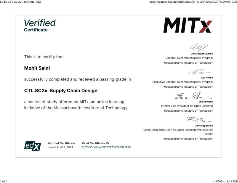 Mohit Saini on LinkedIn: #supply #mit #micromaster Mohit Saini on LinkedIn: #supply #mit #micromaster