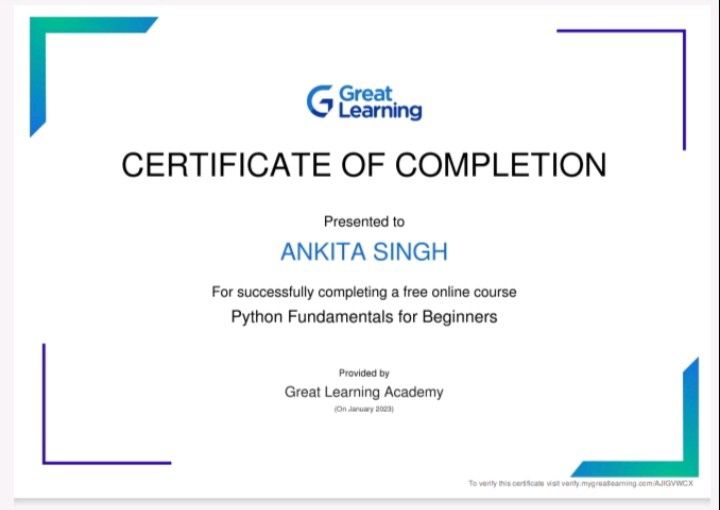 Ankita Singh on LinkedIn: #greatlearningacademy #greatlearning #python Ankita Singh on LinkedIn: #greatlearningacademy #greatlearning #python