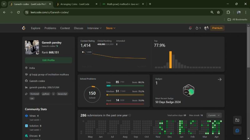 Solved 150 LeetCode Problems! | Ganesh Pandey posted on the topic ... Solved 150 LeetCode Problems! | Ganesh Pandey posted on the topic ...
