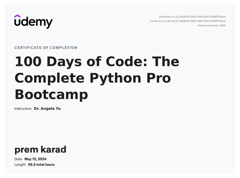 Prem Karad on LinkedIn: #python #100daysofcode Prem Karad on LinkedIn: #python #100daysofcode