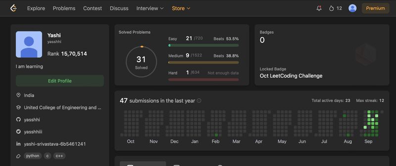 Yashi Srivastava on LinkedIn: #dsa #progress #leetcode | 10 comments Yashi Srivastava on LinkedIn: #dsa #progress #leetcode | 10 comments