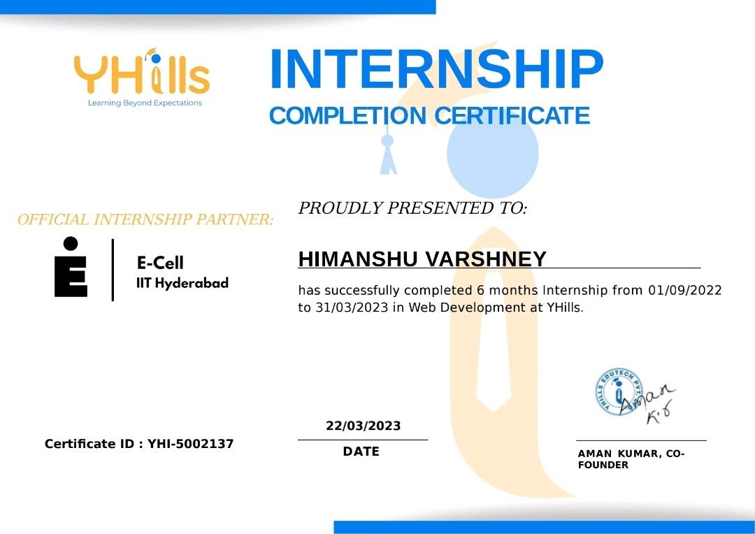 Himanshu Varshney on LinkedIn: finally i got my internship certificate ... Himanshu Varshney on LinkedIn: finally i got my internship certificate ...