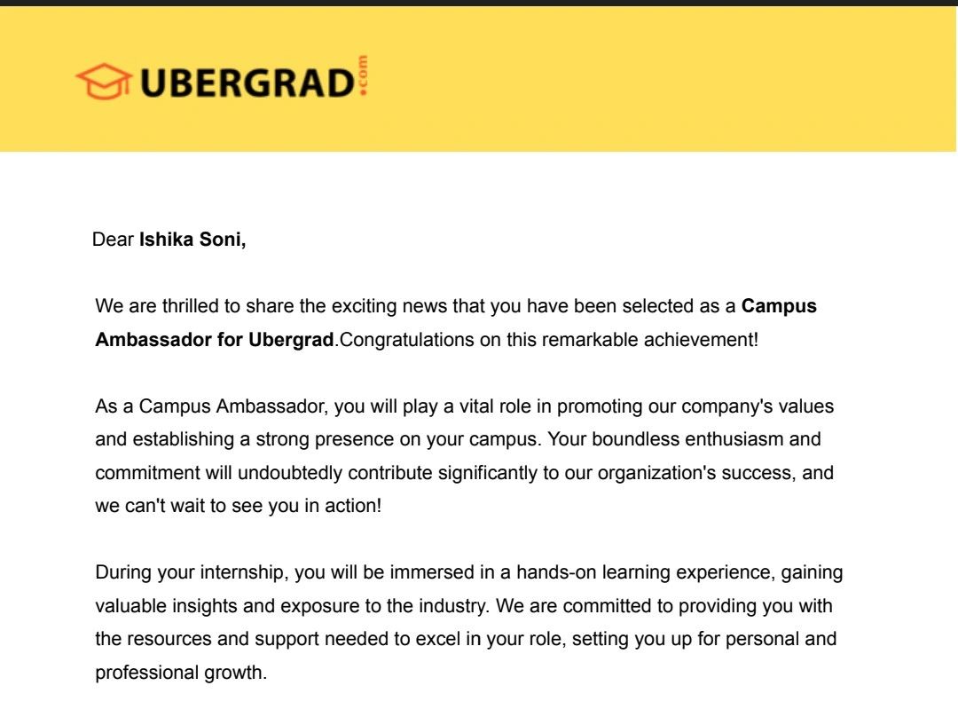 Ishika Soni on LinkedIn: #ubergrad #internship #campusambassador Ishika Soni on LinkedIn: #ubergrad #internship #campusambassador