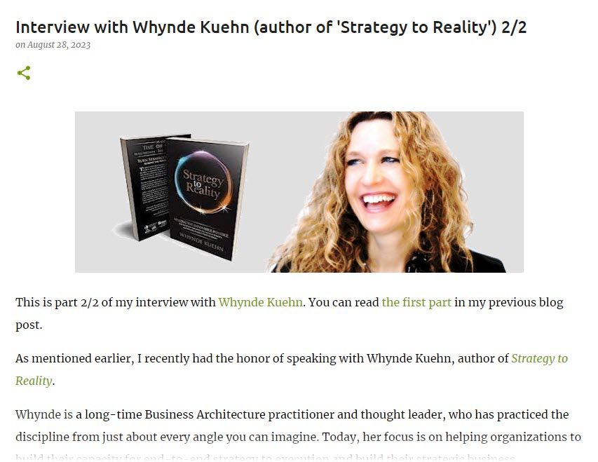 Whynde Kuehn on LinkedIn: #businessarchitecture #strategytoreality # ... Whynde Kuehn on LinkedIn: #businessarchitecture #strategytoreality # ...