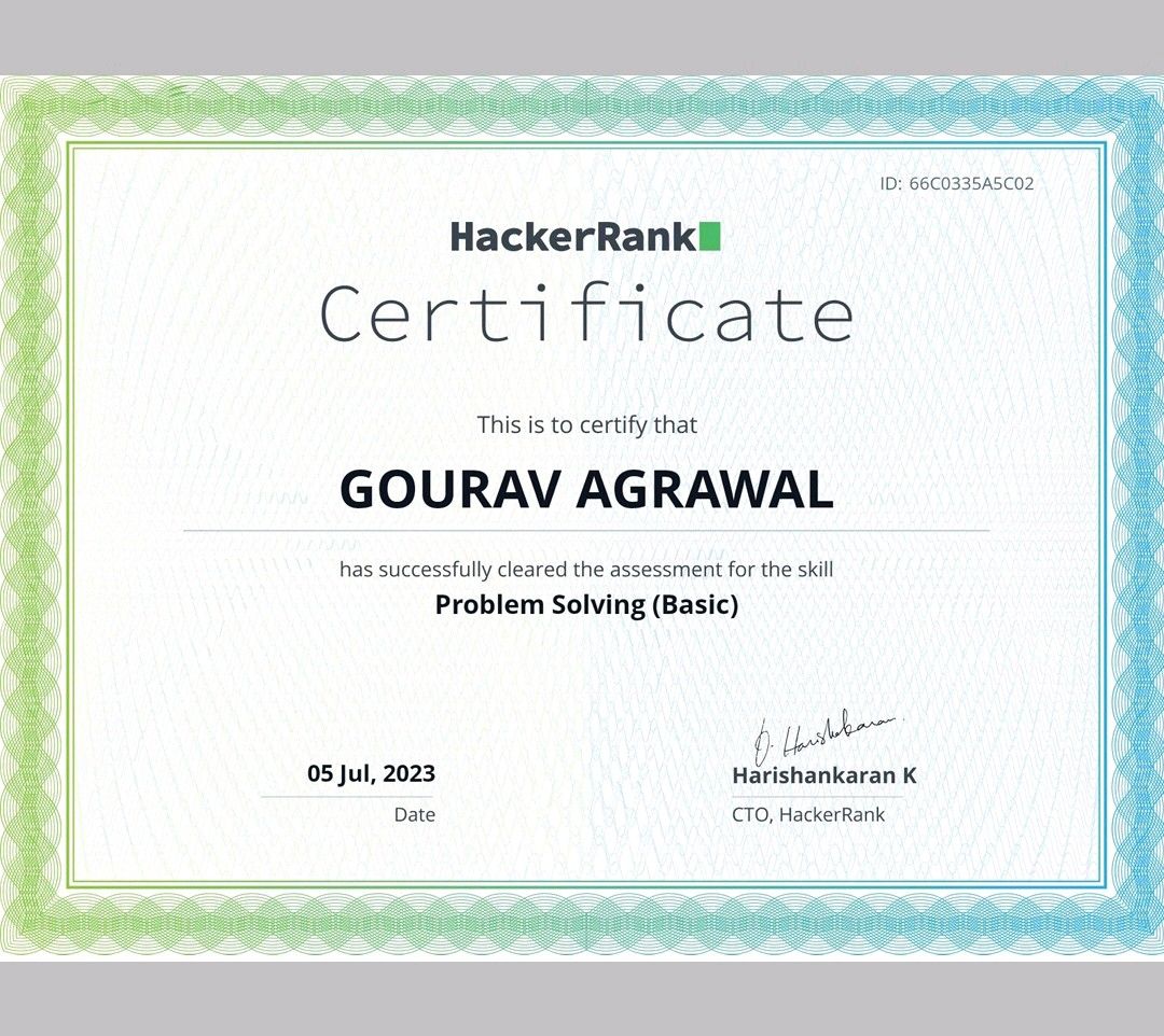 Gourav Agrawal on LinkedIn: #hackerrankcertified #codingskills # ... Gourav Agrawal on LinkedIn: #hackerrankcertified #codingskills # ...