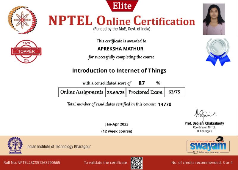 Apreksha Mathur on LinkedIn: #iot #nptel #swayam Apreksha Mathur on LinkedIn: #iot #nptel #swayam