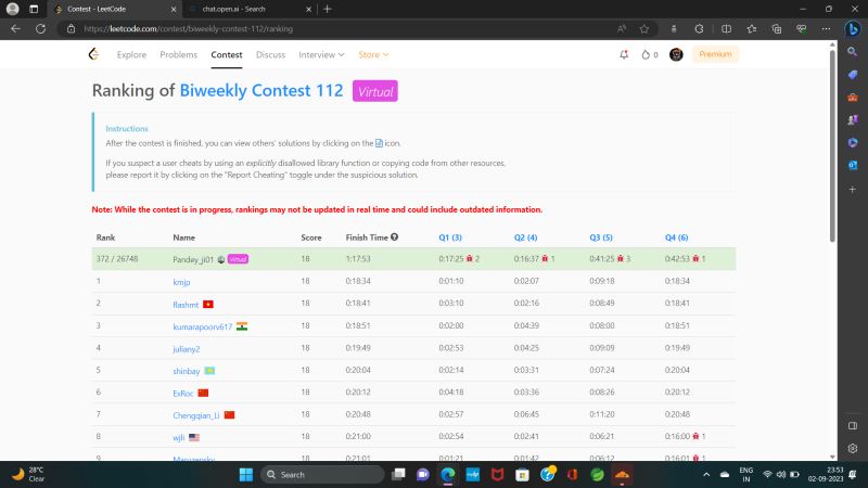 Prakhar Pandey on LinkedIn: **Day 19: LeetCode Triumph - Ranking 372nd ... Prakhar Pandey on LinkedIn: **Day 19: LeetCode Triumph - Ranking 372nd ...
