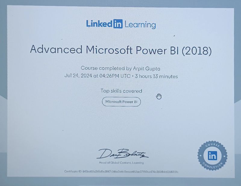 Arpit Gupta on LinkedIn: #powerbi #learning #certification #advancepowerbi Arpit Gupta on LinkedIn: #powerbi #learning #certification #advancepowerbi