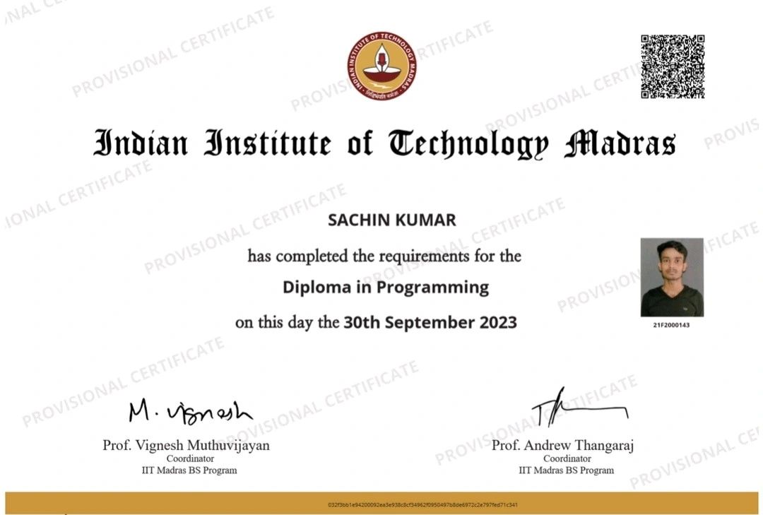 Sachin Kumar on LinkedIn: #programming #education #iitmbs Sachin Kumar on LinkedIn: #programming #education #iitmbs
