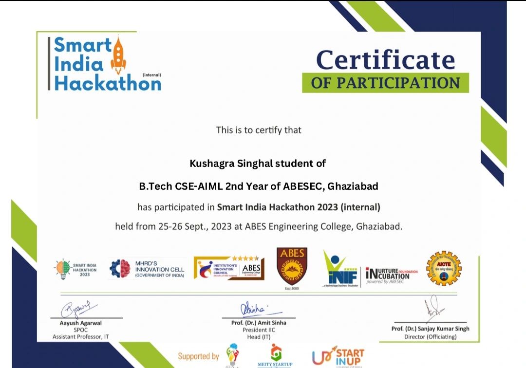 Kushagra Singhal on LinkedIn: #smartindiahackathon Kushagra Singhal on LinkedIn: #smartindiahackathon