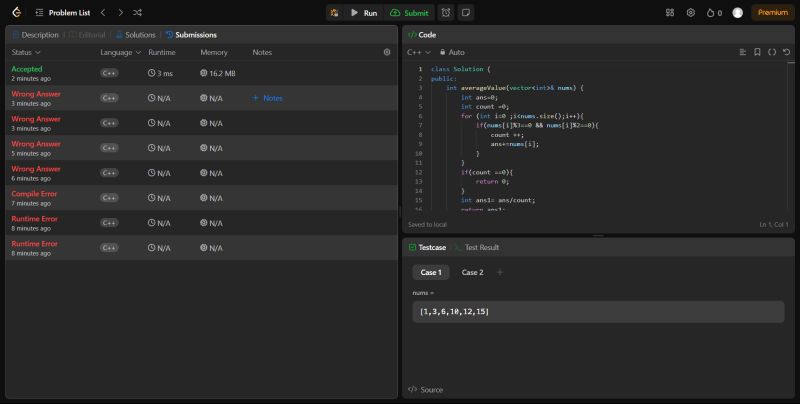 Day 77/100 🚀🚀 Leetcode Problem Solved - Average Value of Even Numbers ... Day 77/100 🚀🚀 Leetcode Problem Solved - Average Value of Even Numbers ...