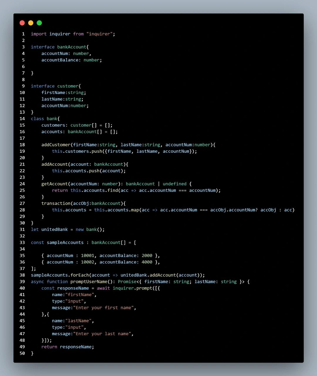 Muskan Shakeel on LinkedIn: #typescript #oop #bankingsystem # ... Muskan Shakeel on LinkedIn: #typescript #oop #bankingsystem # ...